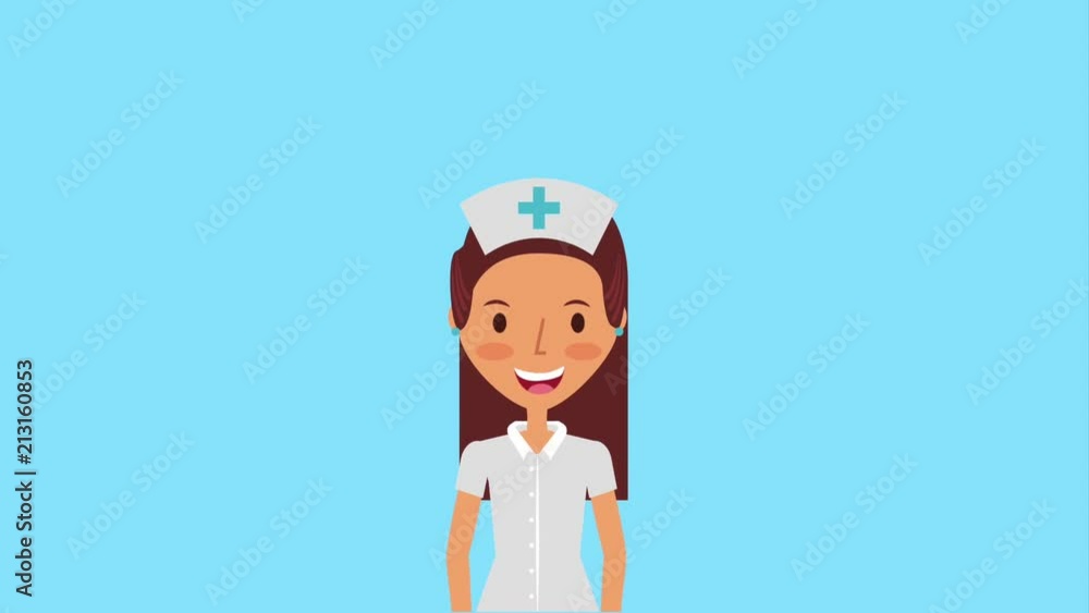 nurse female character portrait in uniform animation hd Stock Video ...