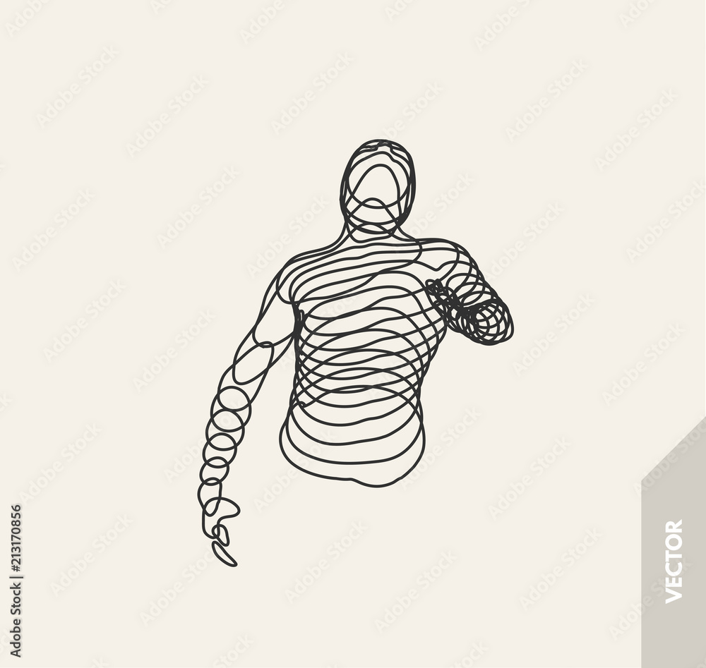 3d model of man. Vector illustration. Wire connection to virtual ...