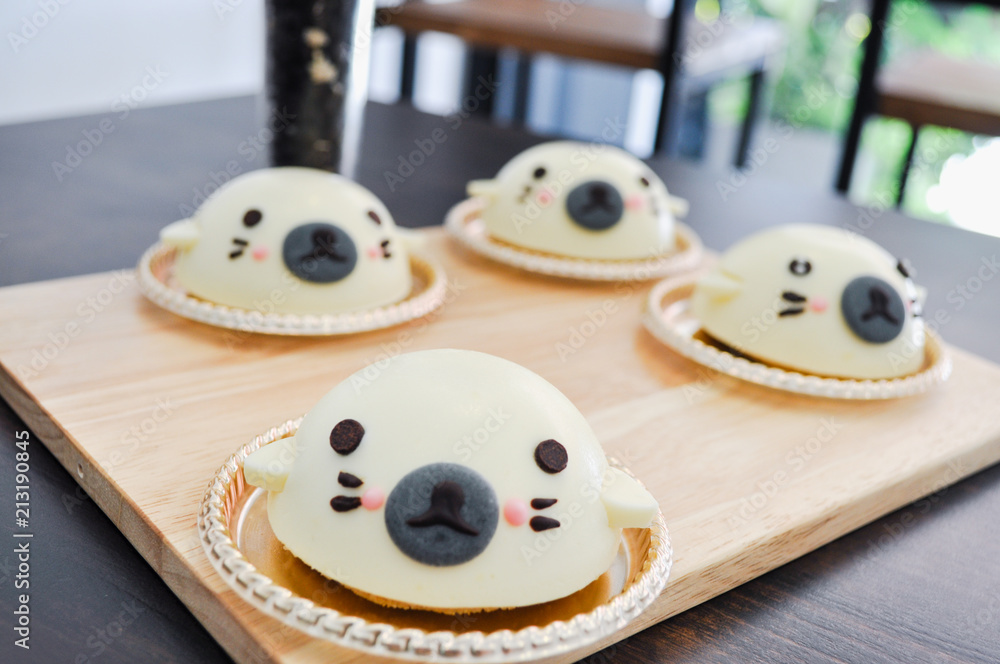 Homemade white chocolate cheese cake dessert decorated look like cute ...
