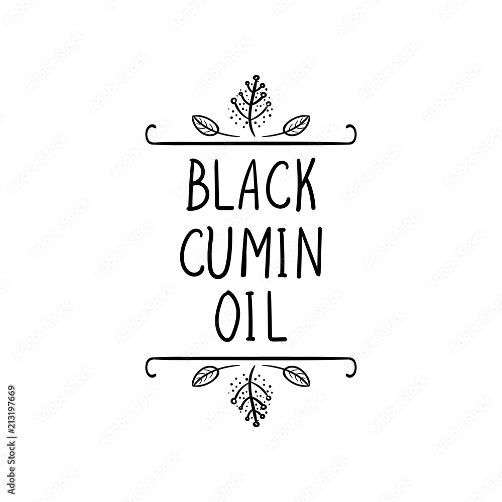 Vector, Black Cumin Oil Icon, Natural Frame, Black Doodle Drawing and ...