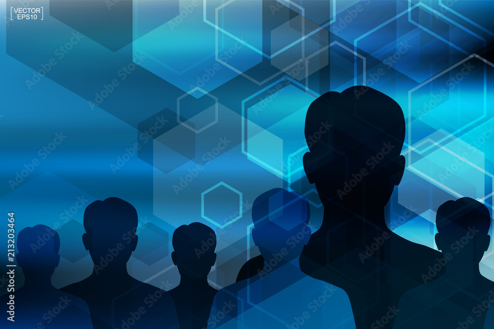 Abstract blue technology background with human symbol.Vector. Stock ...