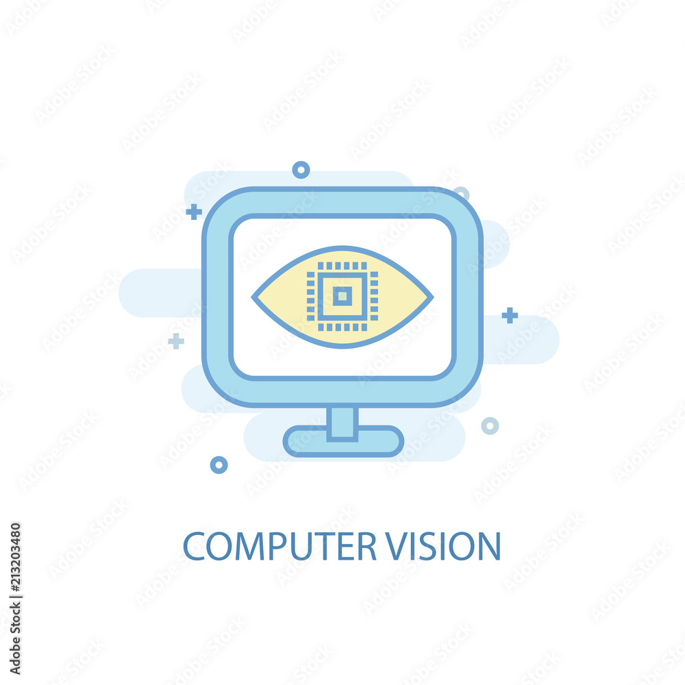 Computer Vision concept trendy icon. Simple line, colored illustration ...