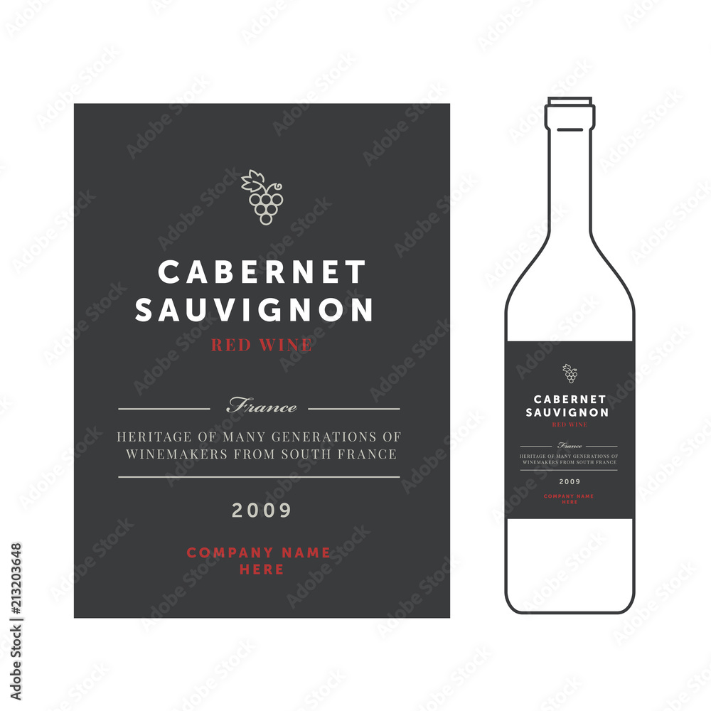 Red wine labels. Vector premium template set. Clean and modern design ...