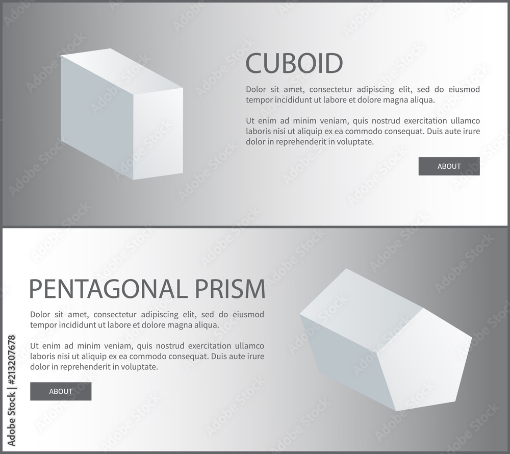 Cuboid and Pentagonal Prism Vector 3D Shaped Web Stock Vector | Adobe Stock