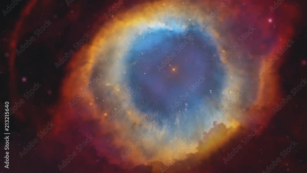 Vidéo Stock Colorful dynamic nebula Fly through stars in Helix Nebula ...