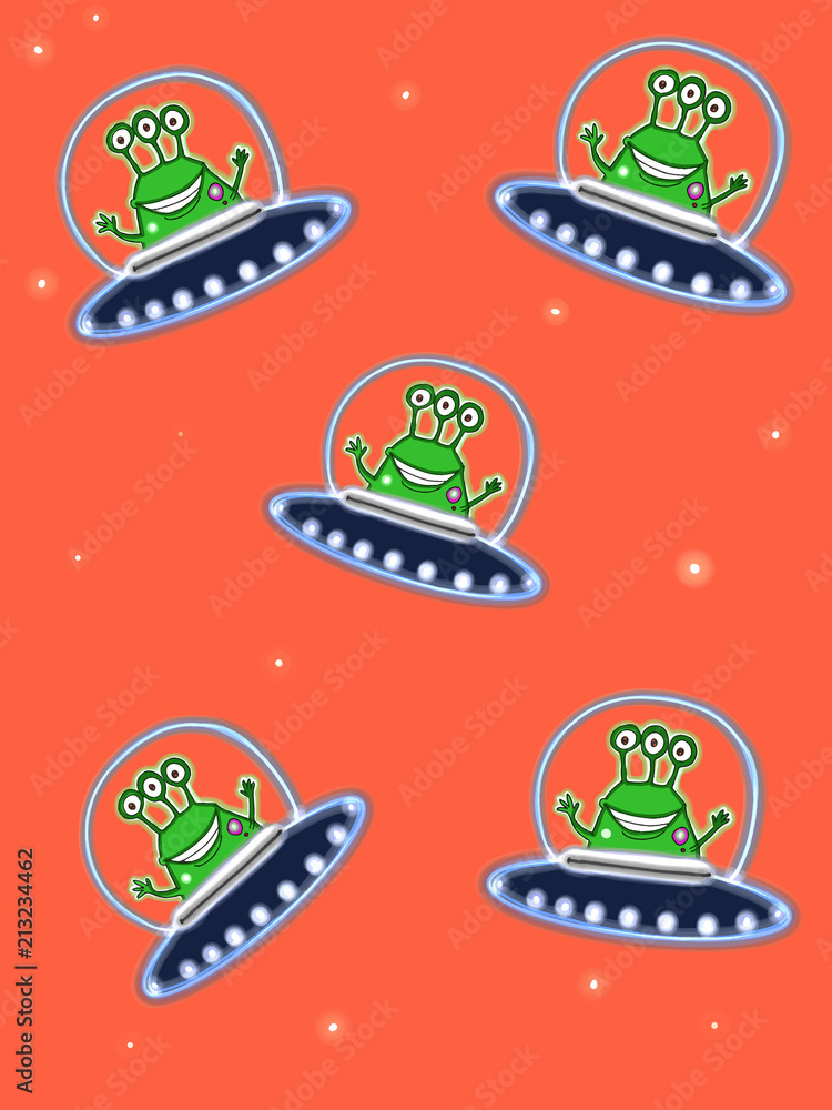 cartoon alien orange background illustration Stock Illustration | Adobe ...