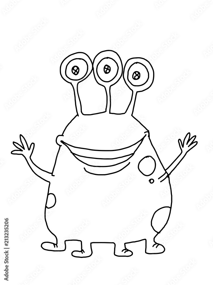 cartoon alien illustration coloring page Stock Illustration | Adobe Stock