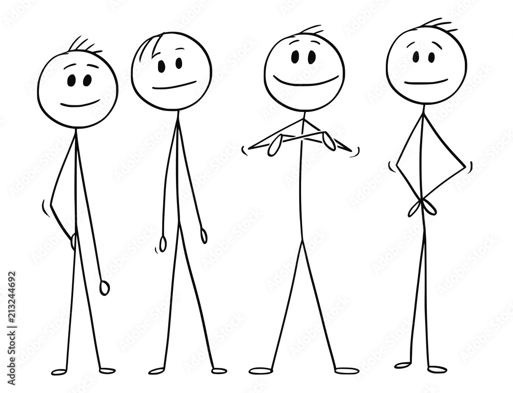 Vetor de Cartoon stick man drawing conceptual illustration of team of ...