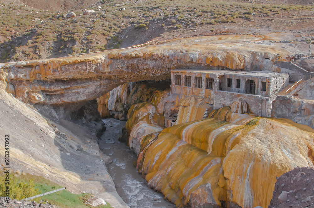 Monumento natural Puente Del Inca, Mendoza, Argentina. Stock Photo ...