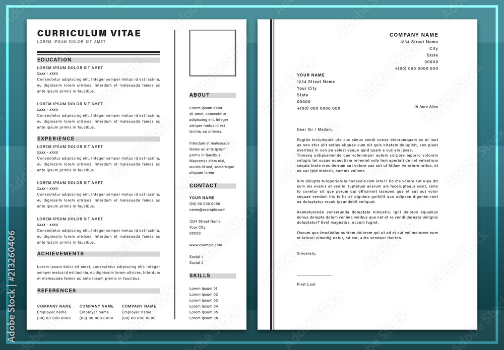Resume and Cover Letter Layout Stock Template | Adobe Stock