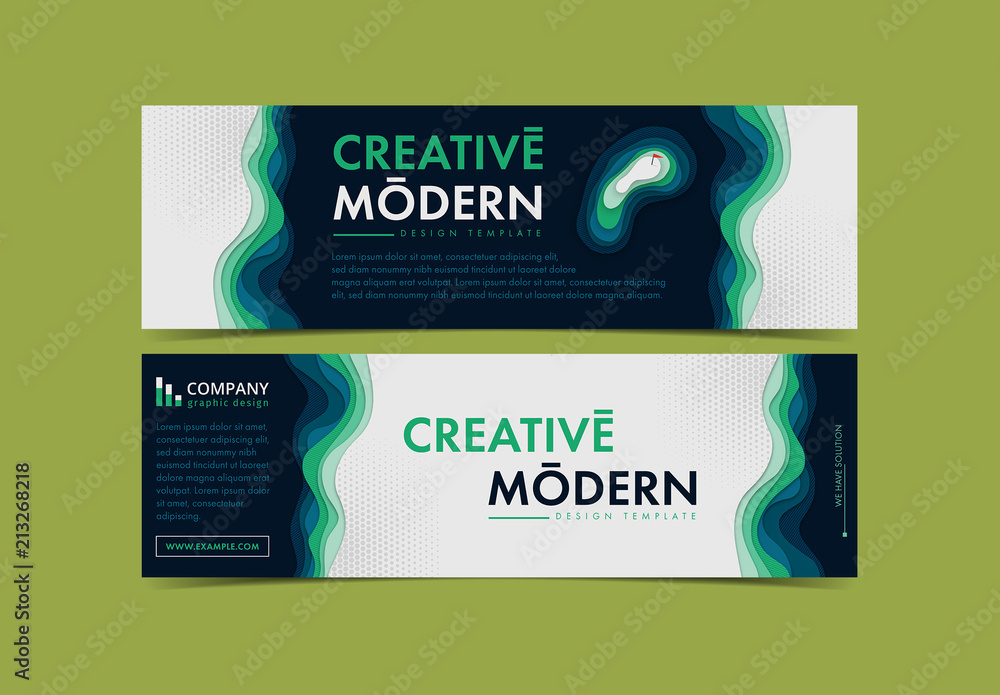 Banner Layout with Layered Wave Elements Stock Template | Adobe Stock