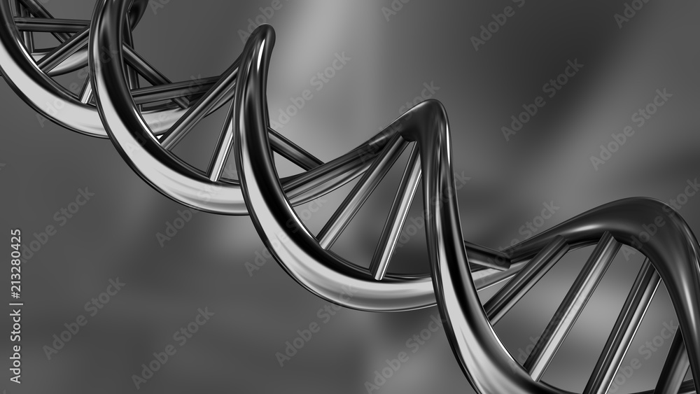 Model of twisted blackened chrome metal DNA chain background High ...