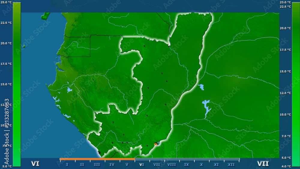 Minimum temperature by month in the Congo Brazzaville area with ...