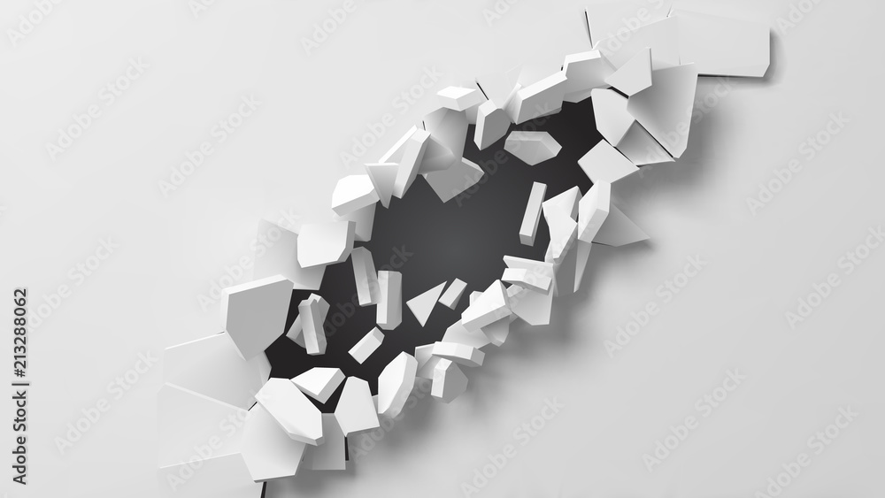 vector illustration of exploding wall with free area on center for any ...