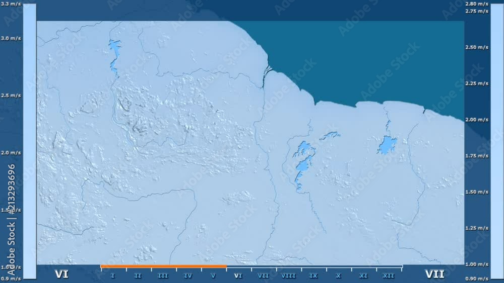 Wind speed by month in the Guyana area with animated legend - raw color ...