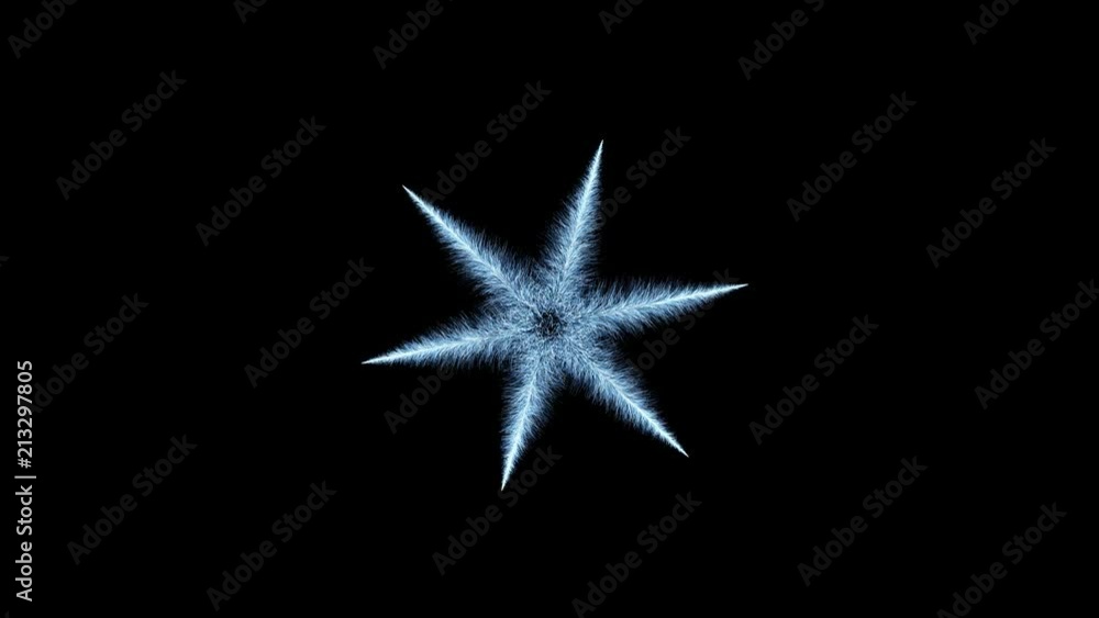 Snowflake appears on the black background. Christmas and New Year ...
