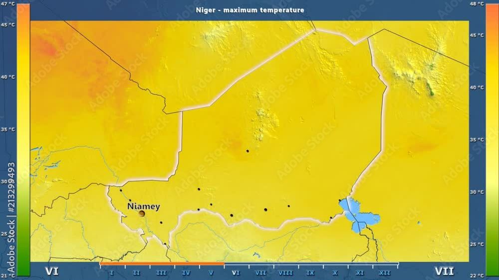 Vidéo Stock Maximum temperature by month in the Niger area with ...