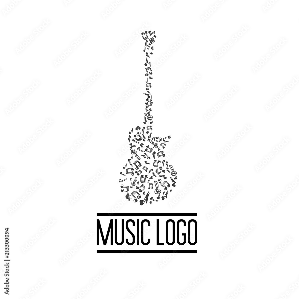 Vector Music Logo with notes forming an electric guitar. it can use for ...