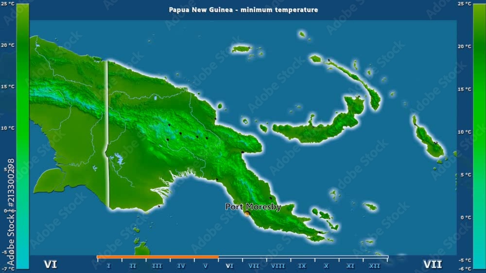 Minimum temperature by month in the Papua New Guinea area with animated ...