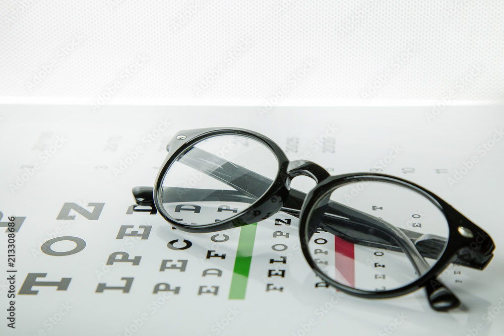 The Diagram of checking eyes glasses Optometry medical background ...