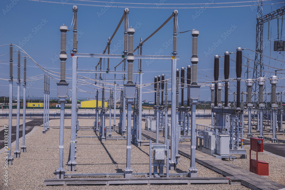 Electrical substation of 110 and 220 kV switchgear, current ...