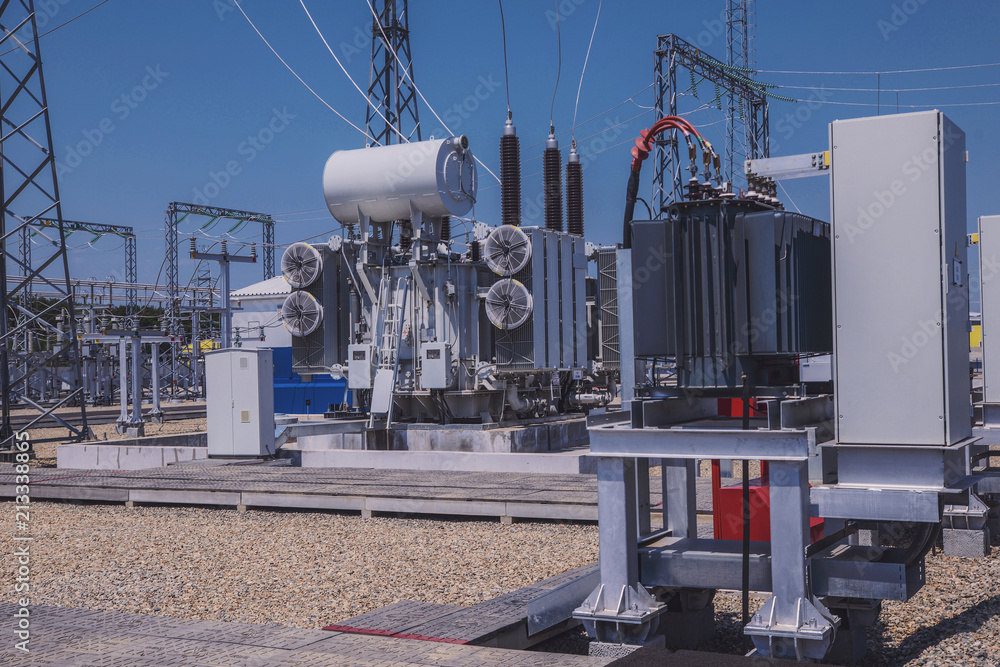 Electrical substation of 110 and 220 kV switchgear, current ...