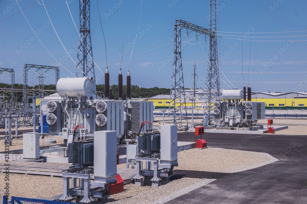 Electrical substation of 110 and 220 kV switchgear, current ...
