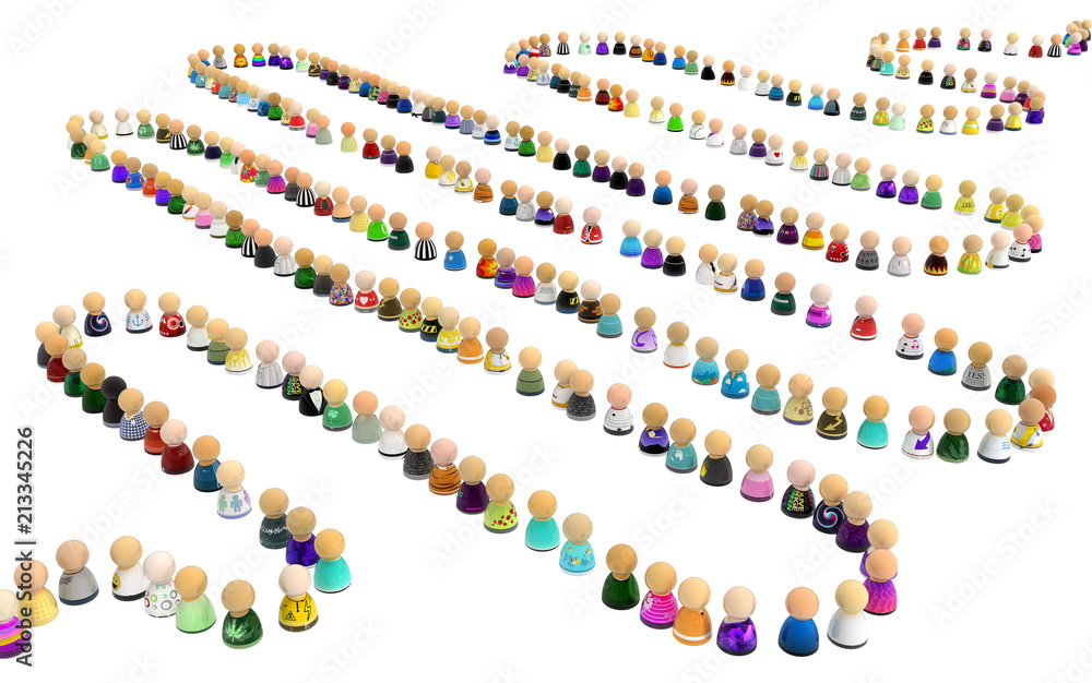 Cartoon Crowd, Long Queue Turns Stock Illustration | Adobe Stock