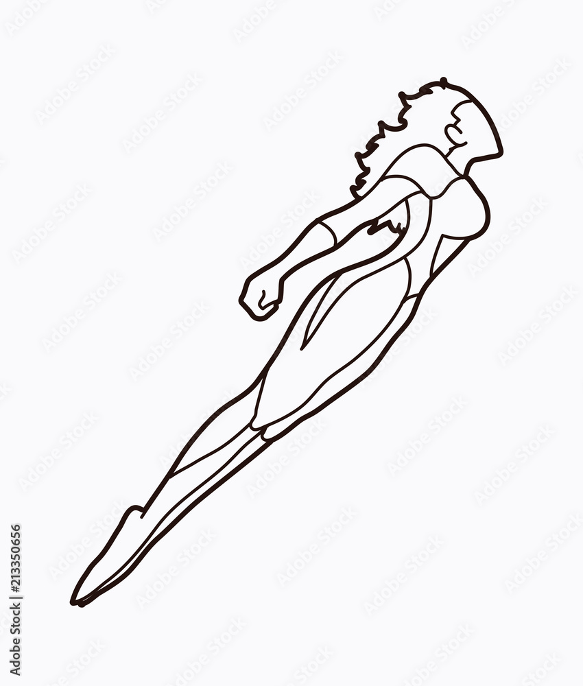 Superhero Flying Woman Cartoon