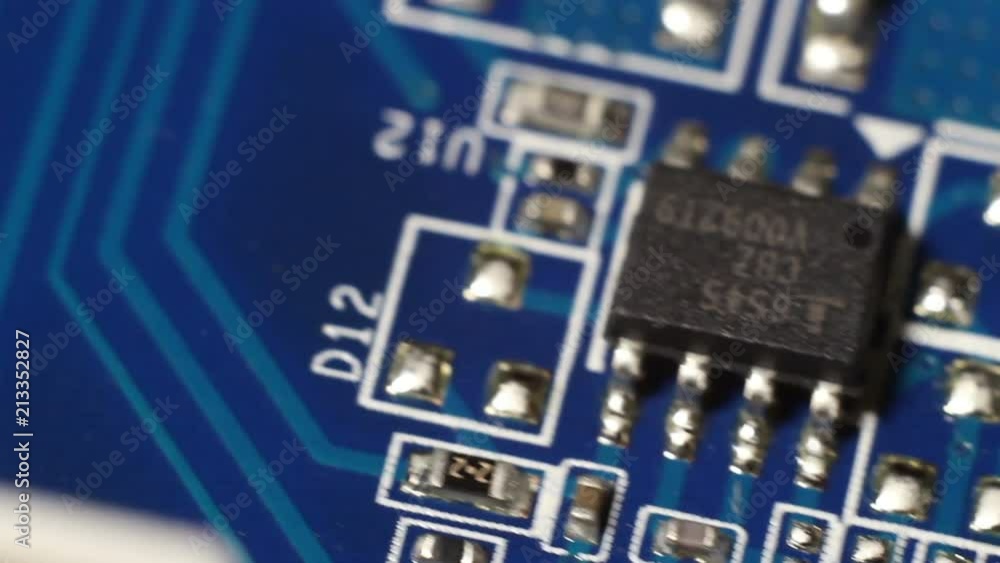 Computer circuit board close up, electronic technology background ...