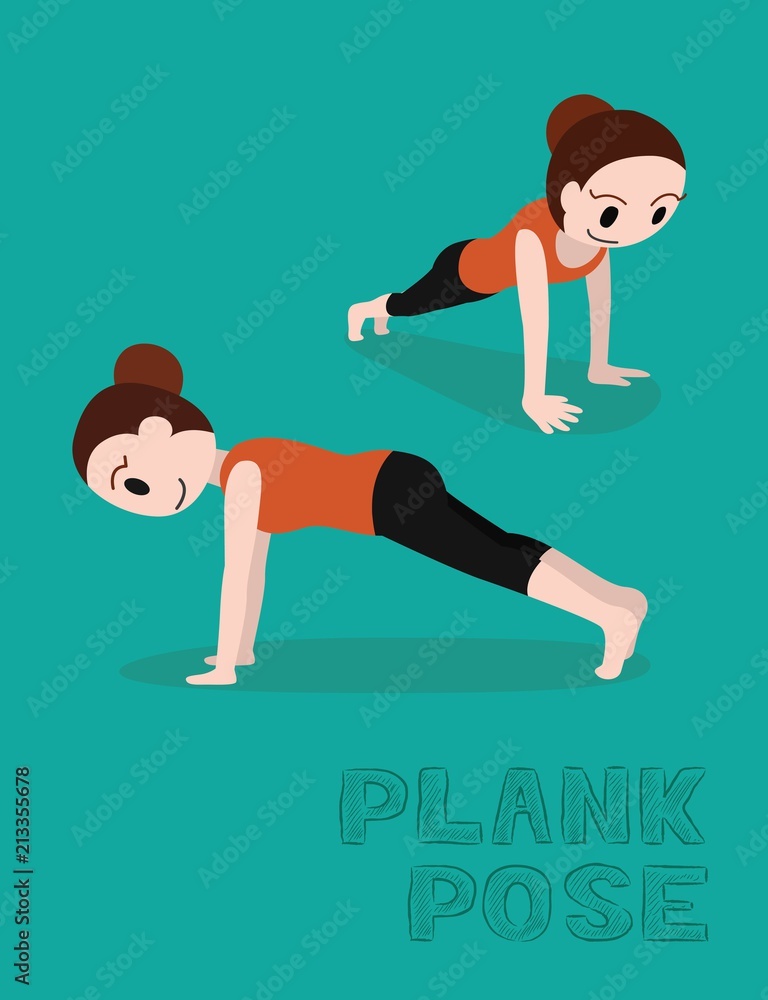 Yoga Plank Pose Cartoon Vector Illustration Stock Vector | Adobe Stock