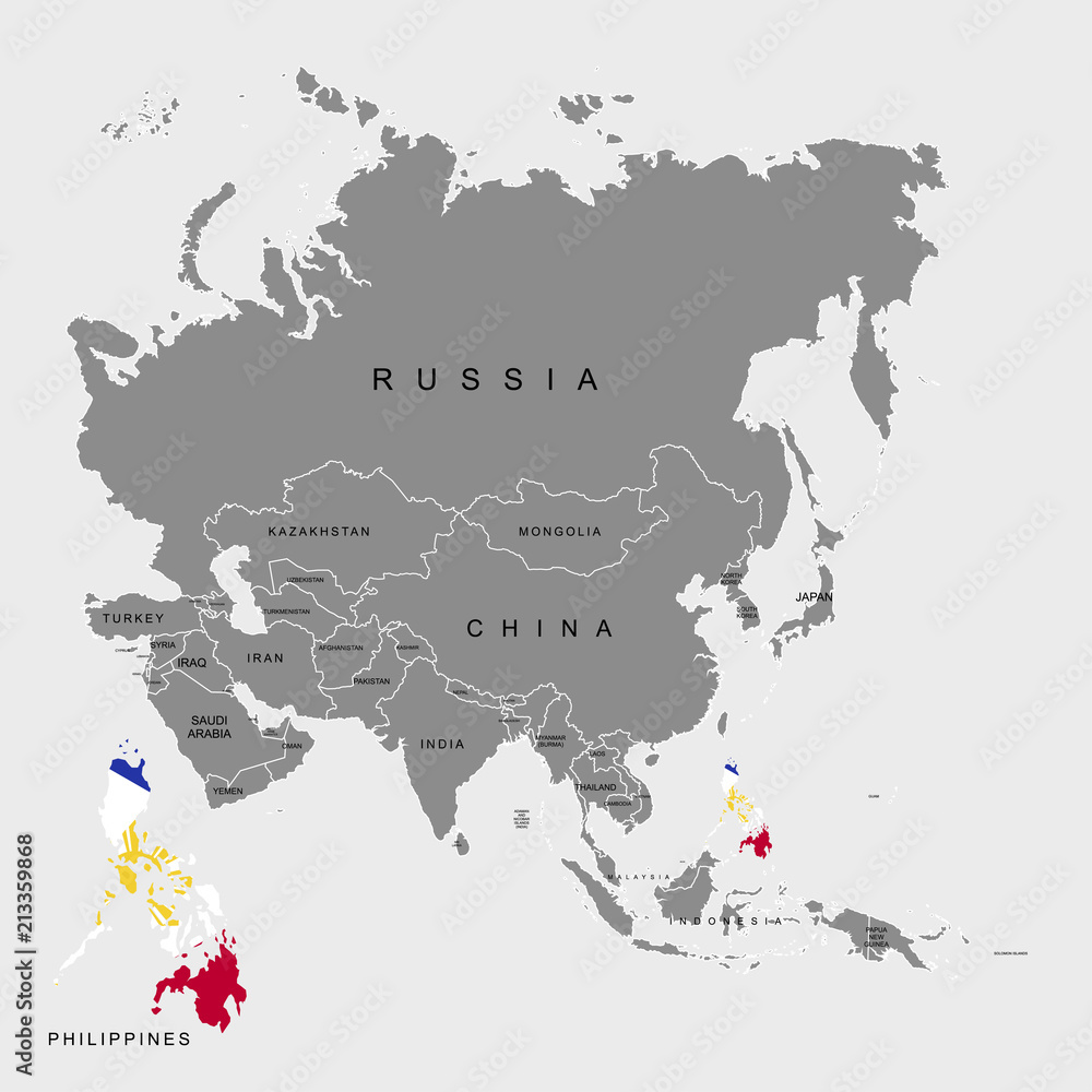 Territory of Philippines on Asia continent. Flag of Philippines. Vector ...