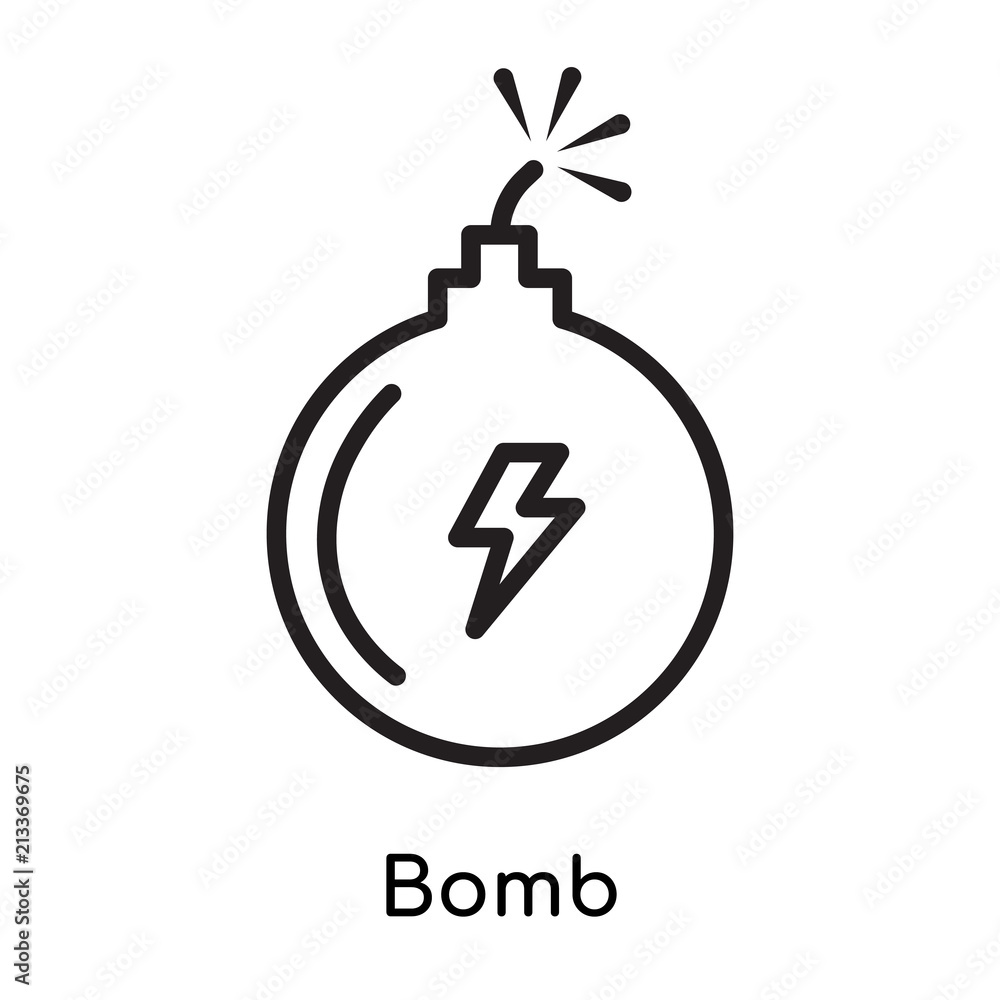 Bomb icon vector sign and symbol isolated on white background, Bomb ...