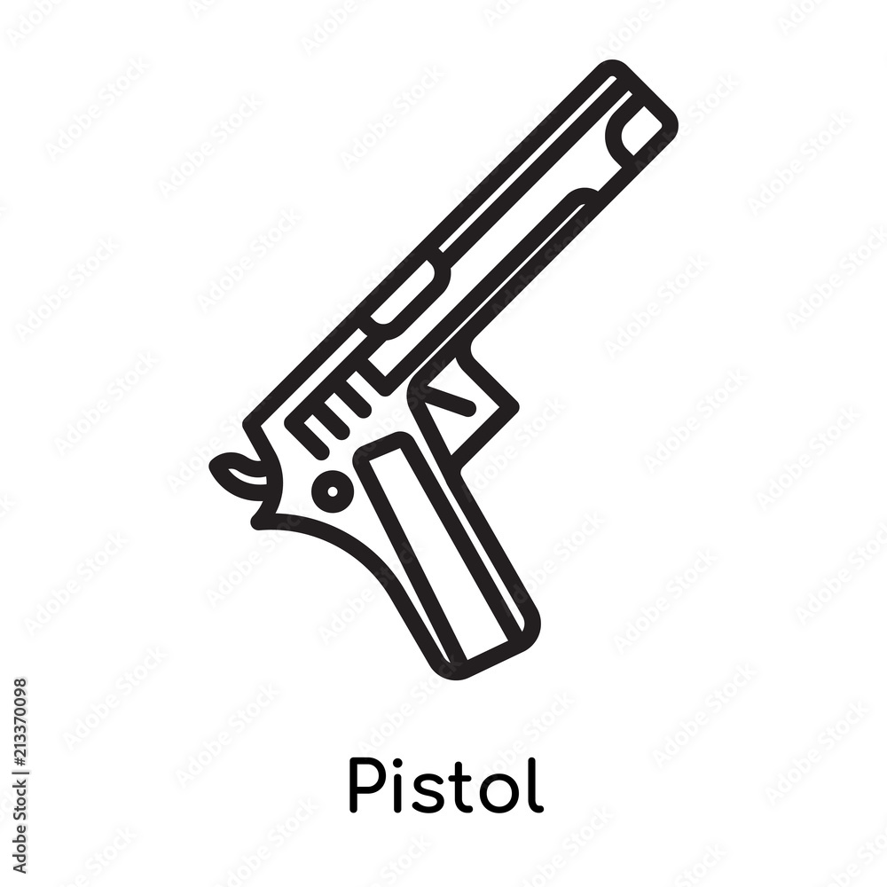 Pistol icon vector sign and symbol isolated on white background, Pistol ...