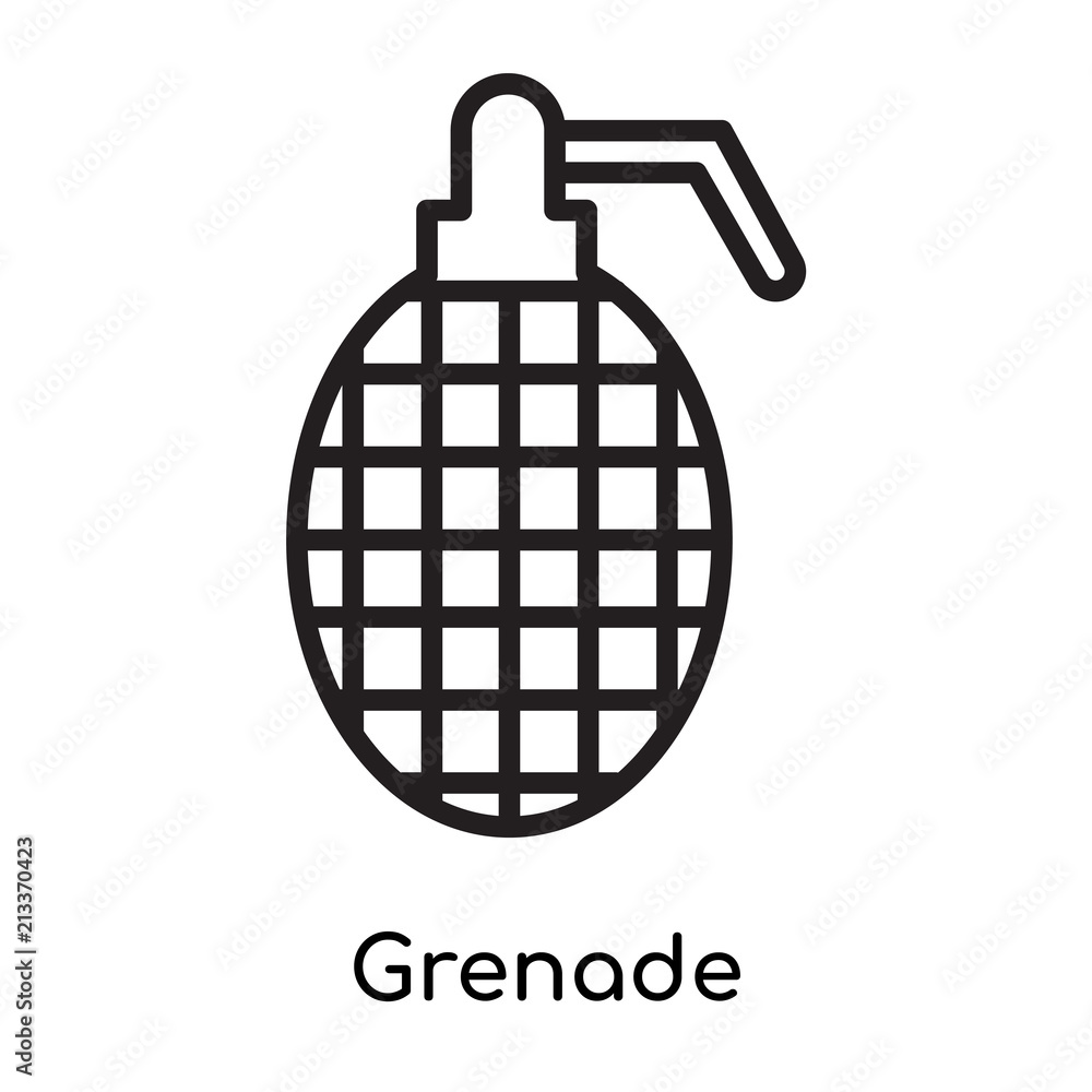 Grenade icon vector sign and symbol isolated on white background ...