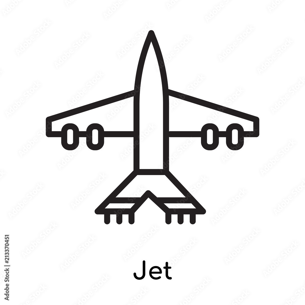 Jet icon vector sign and symbol isolated on white background, Jet logo ...