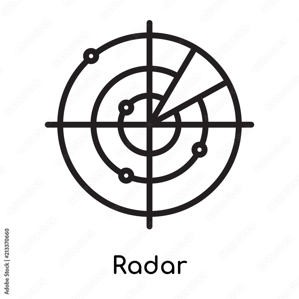 Radar icon vector sign and symbol isolated on white background, Radar ...