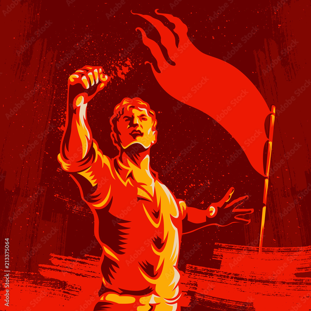 Protest fist revolution poster design. Propaganda Background Style ...