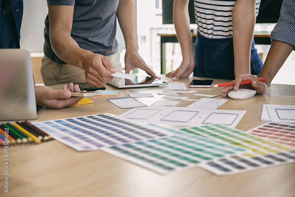 Designer drawing Web template layout development responsive branding ...