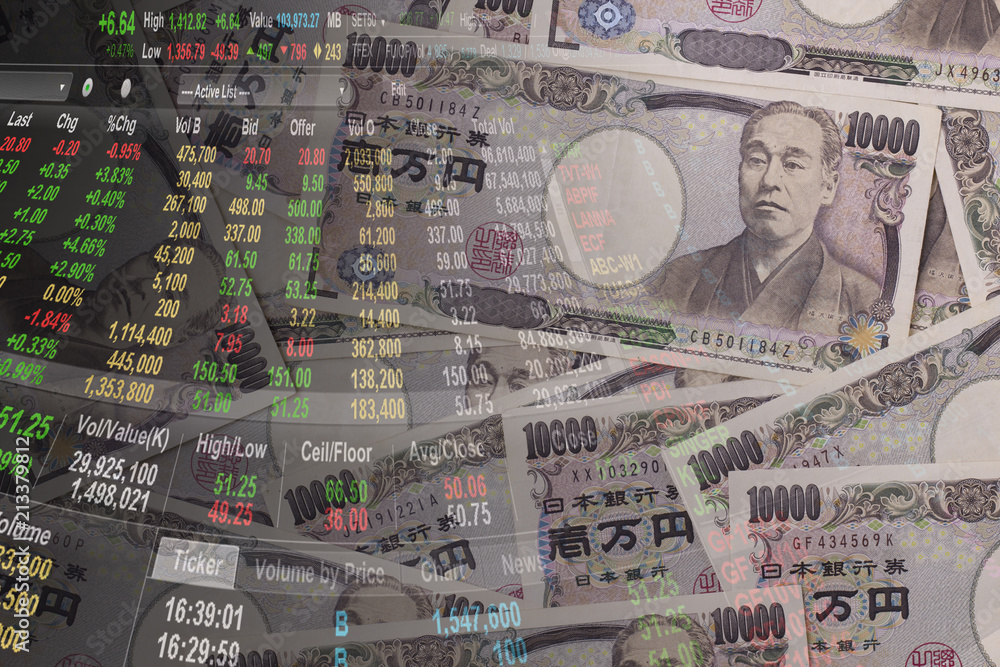 Stock market with Japanese Yen ,Business and finance concept Stock ...
