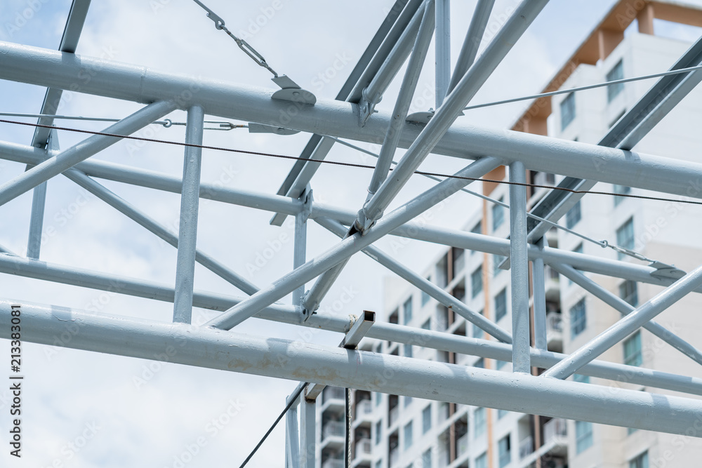 steel truss frame construction roof detail Stock Photo | Adobe Stock