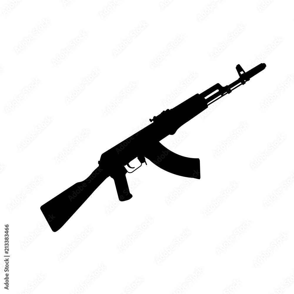 Silhouette of AK-47 - kalashnikov machinegun outline, ussr weapon Stock ...
