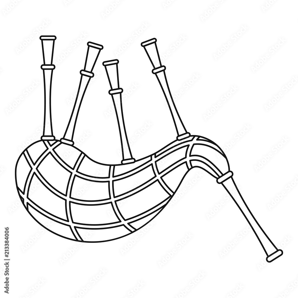 Musical bagpipes icon. Outline illustration of musical bagpipes vector ...