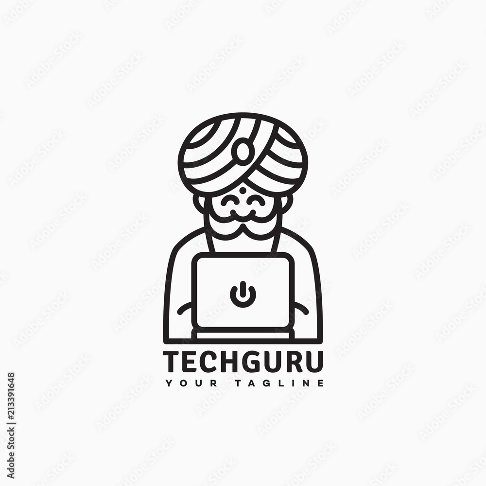 Tech guru logo Stock Vector | Adobe Stock