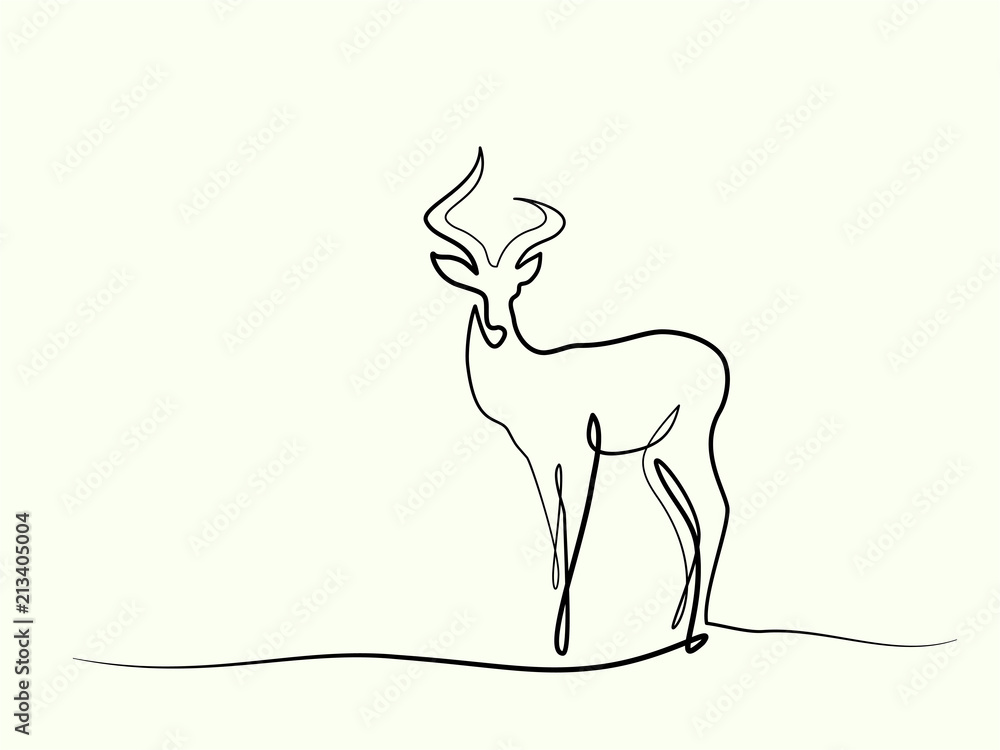 Continuous one line drawing. Impala walking symbol. Logo of the Impala ...