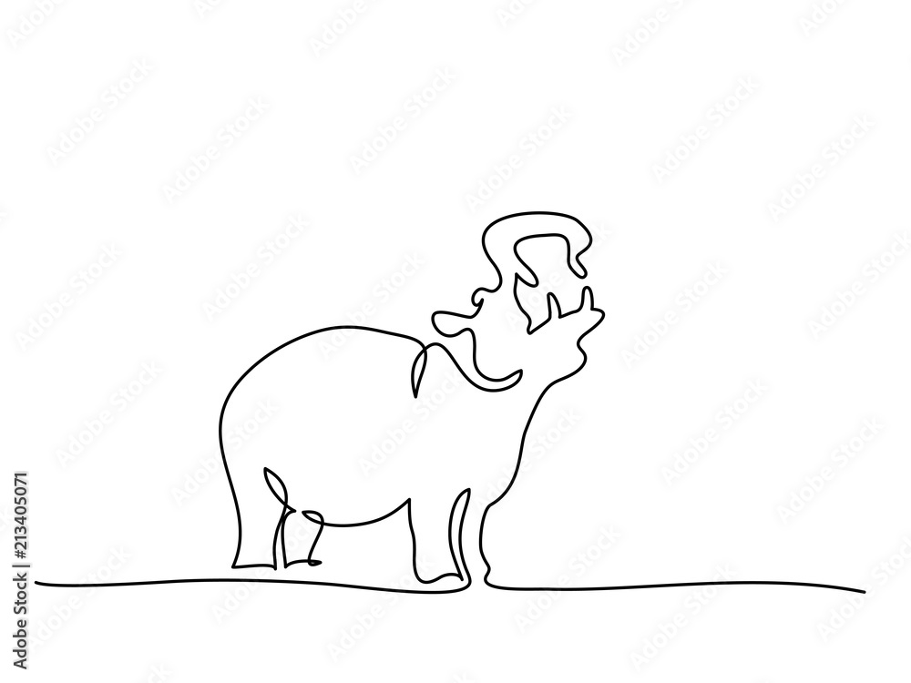 Continuous one line drawing. Hippo silhouette symbol. Logo of the Hippo ...