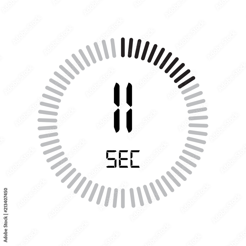 The 11 seconds icon, digital timer. clock and watch, timer, countdown ...