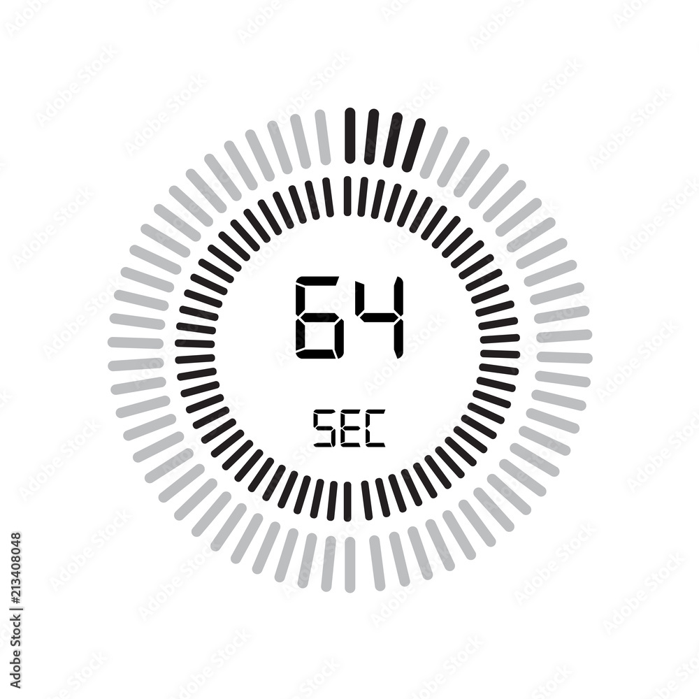 The 64 seconds icon, digital timer. clock and watch, timer, countdown ...