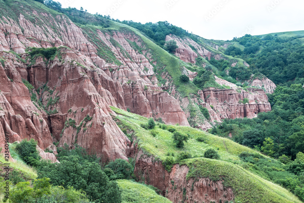 Red Ravine (Rapa Rosie) geological reserve in The Carpathian Mountains ...