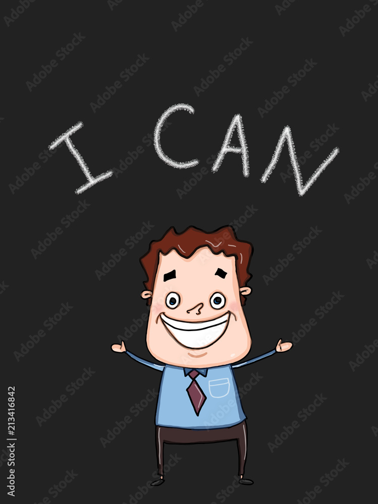 cartoon businessman and line ı can textblack background Stock ...